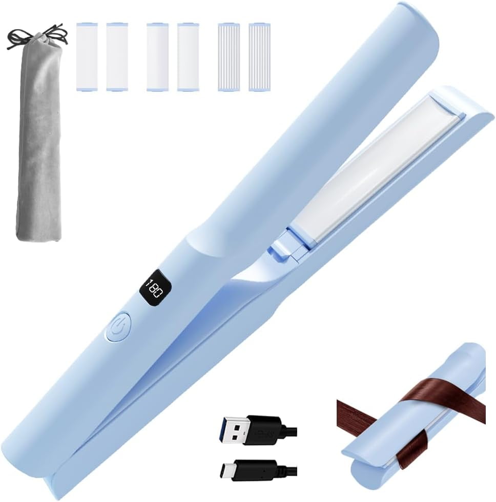 Cordless Multifunctional Rechargeable 3 in 1 Mini Curling Iron Hair ...