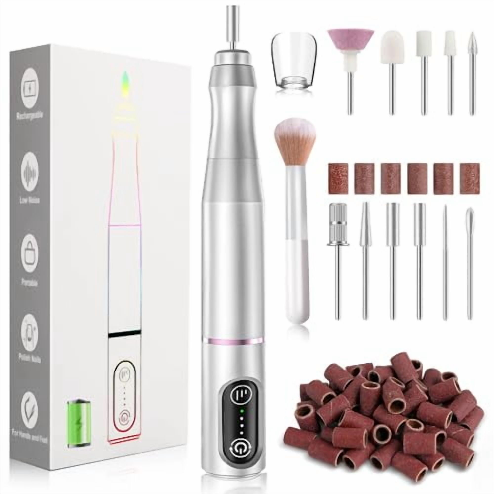 Cordless Nail Drill Electric Rechargeable File Kit, Professional Efile ...