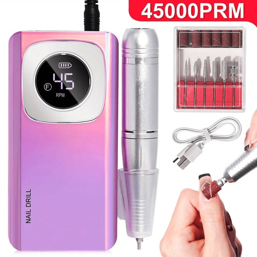 Cordless Nail Drill Professional: 45000 RPM Rechargeable Electric Nail ...