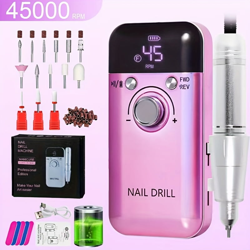 Cordless Nail Drill Professional: 45000 RPM Rechargeable Electric Nail ...