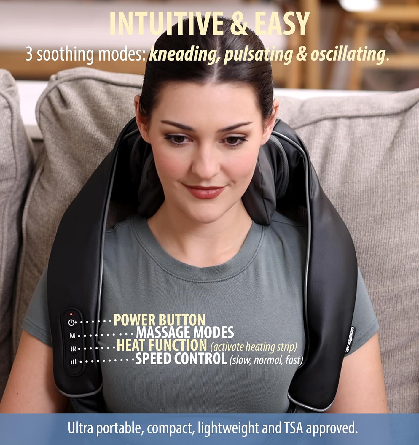 Cordless Neck and Shoulder Massager with Heat - 4D Rechargeable ...