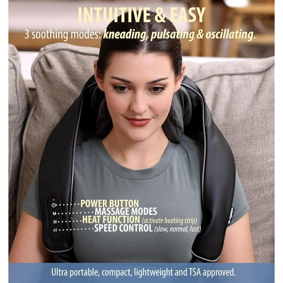 Cordless Neck and Shoulder Massager with Heat - 4D Rechargeable ...