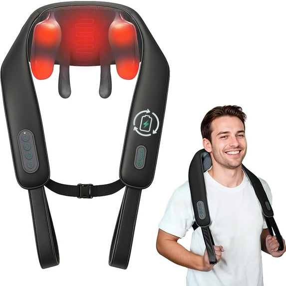 Cordless Neck Shoulder Massager with Heat for Pain Relief Deep Tissue ...