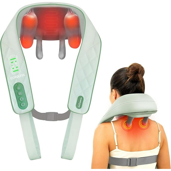 Cordless Neck Shoulder Massager with Heat for Pain Relief Deep Tissue ...