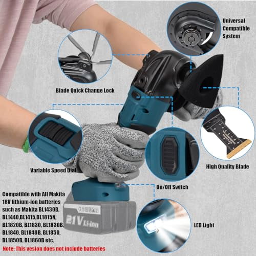Cordless Oscillating Tool,Oscillating Multitool with Auxiliary Handle,4 ...
