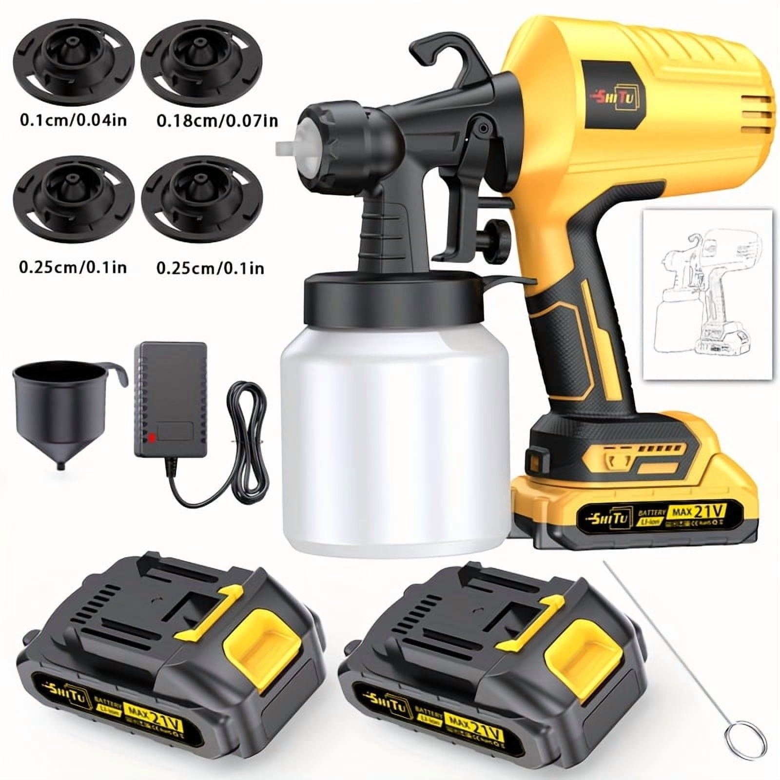 Cordless Paint Sprayer with 1500mAh Rechargeable Battery, 16.91oz ...
