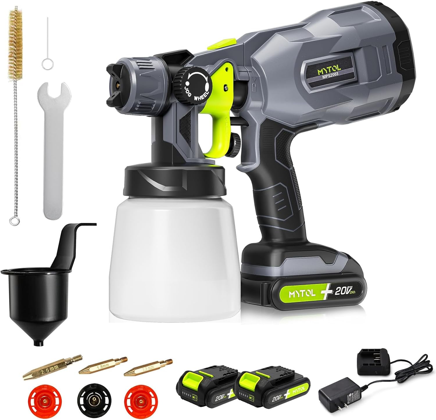 Cordless Paint Sprayer with 2 * 20V 2.0Ah Batteries, MYTOL HVLP Paint ...