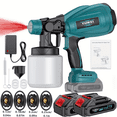 Cordless Paint Sprayer, 21V 2×4.0Ah Batteries, 1200ML High-Power ...