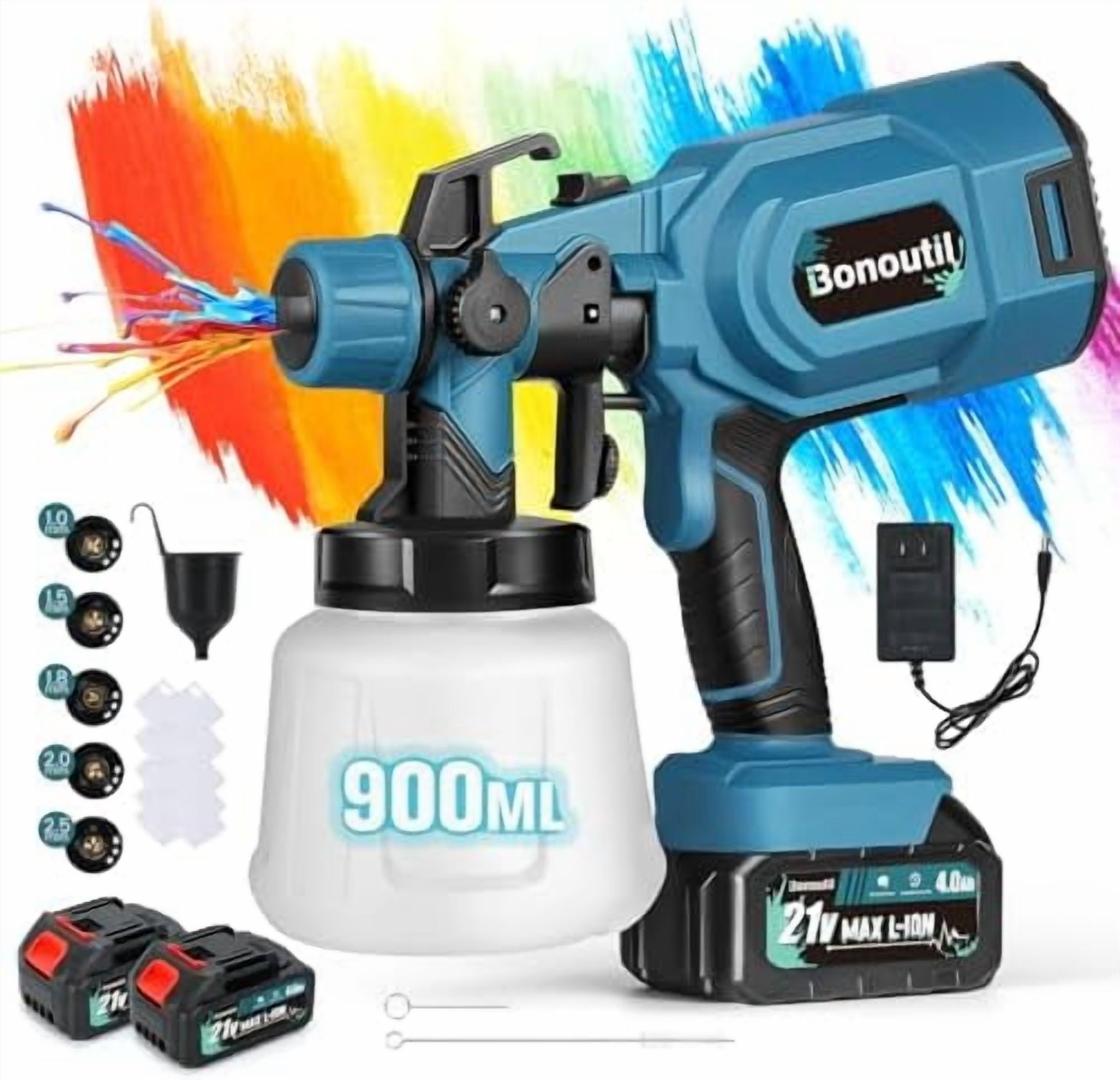 Cordless Paint Sprayer 900ml Cordless Spray Paint Gun 3 Spray Patterns ...