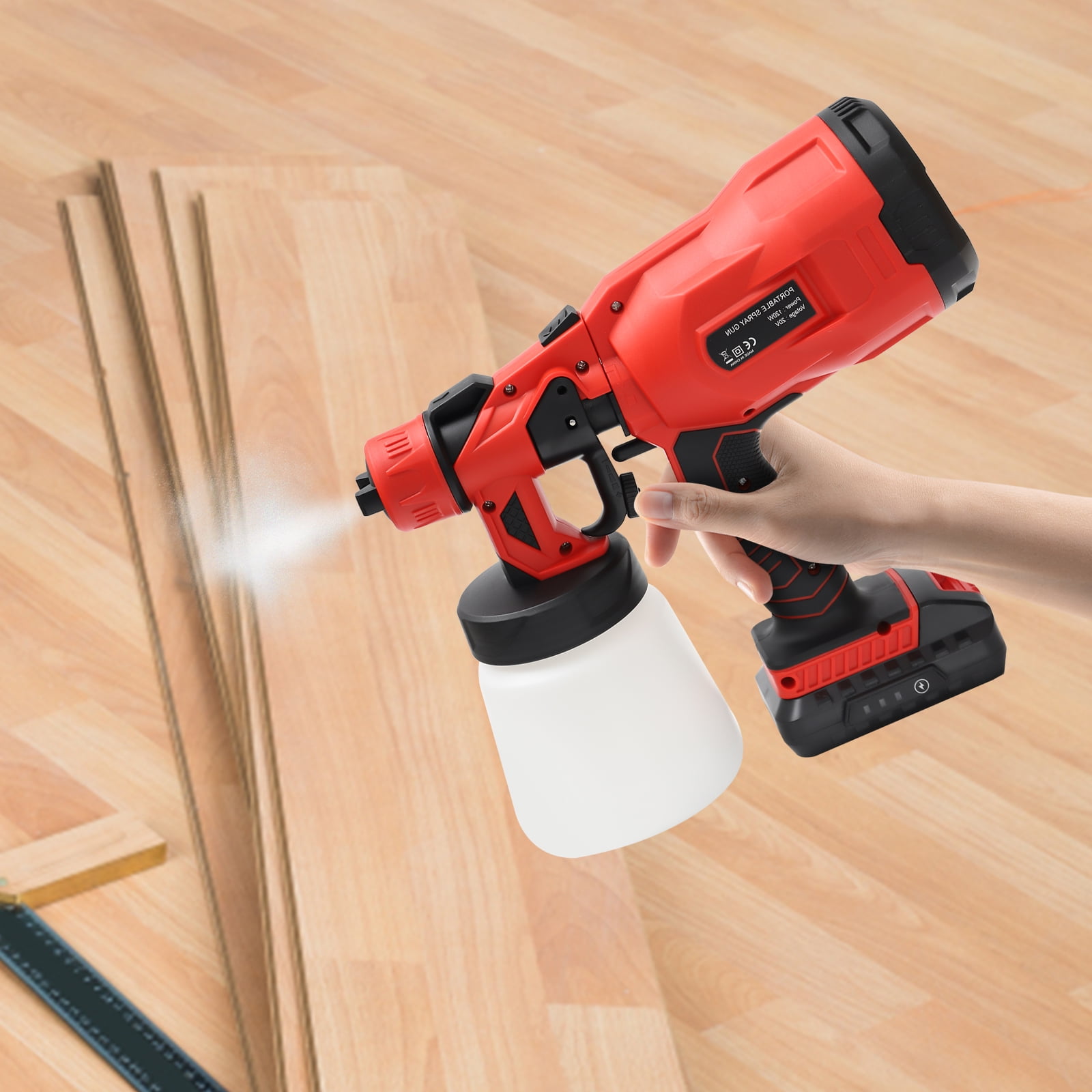 Cordless Paint Sprayer, Adjustable Nozzles, Lithium Battery, 800ml ...