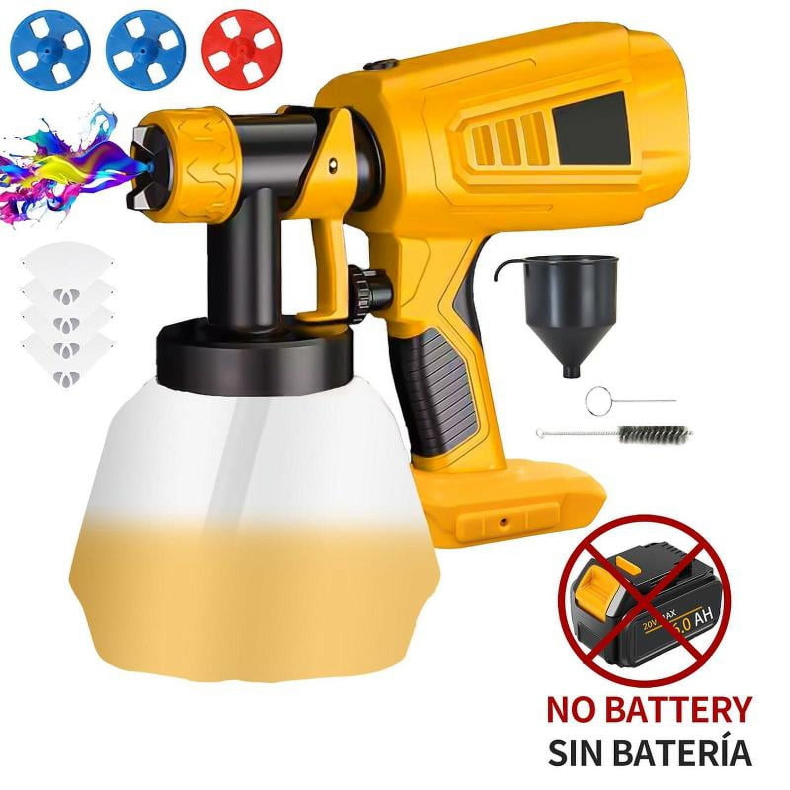 Cordless Paint Sprayer, HVLP Spray Gun with 4 Nozzles & 34oz Container ...
