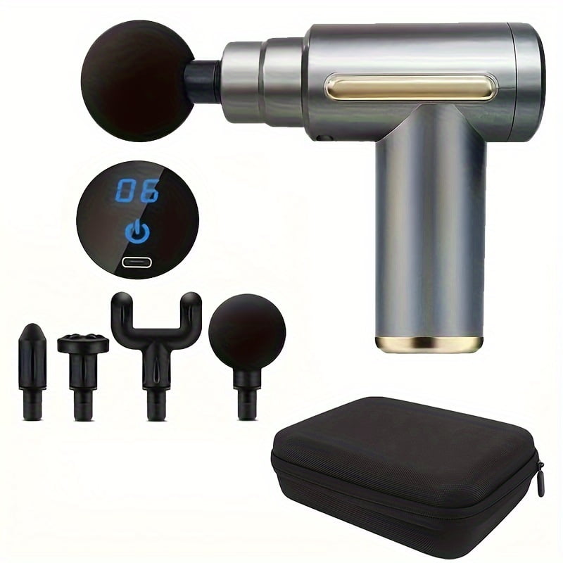 Cordless Percussion Massage Gun With 4 Attachments & Carrying Case ...