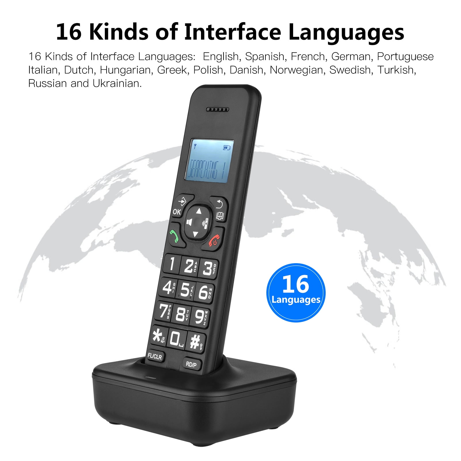 Cordless Phone Caller ID Announcer Expandable Cordless Handset With LCD ...