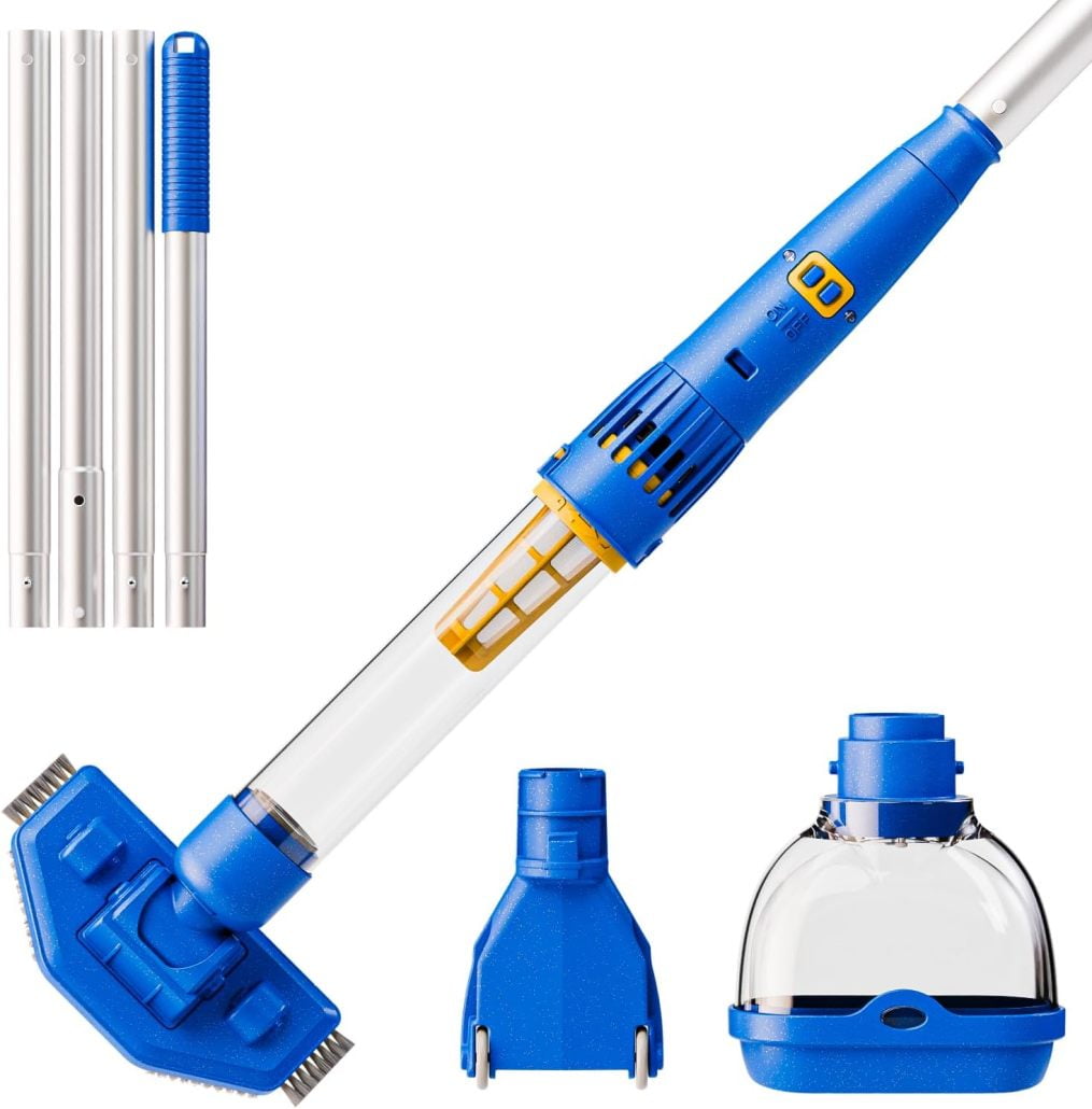 Cordless Pool Vacuum with Strong Suction, Rechargeable Handheld Pool ...