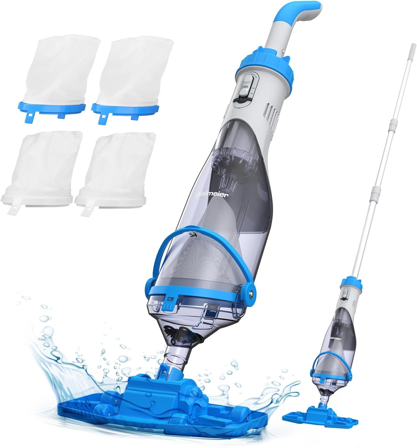 Cordless Pool Vacuum with Telescopic Pole, Handheld Rechargeable ...