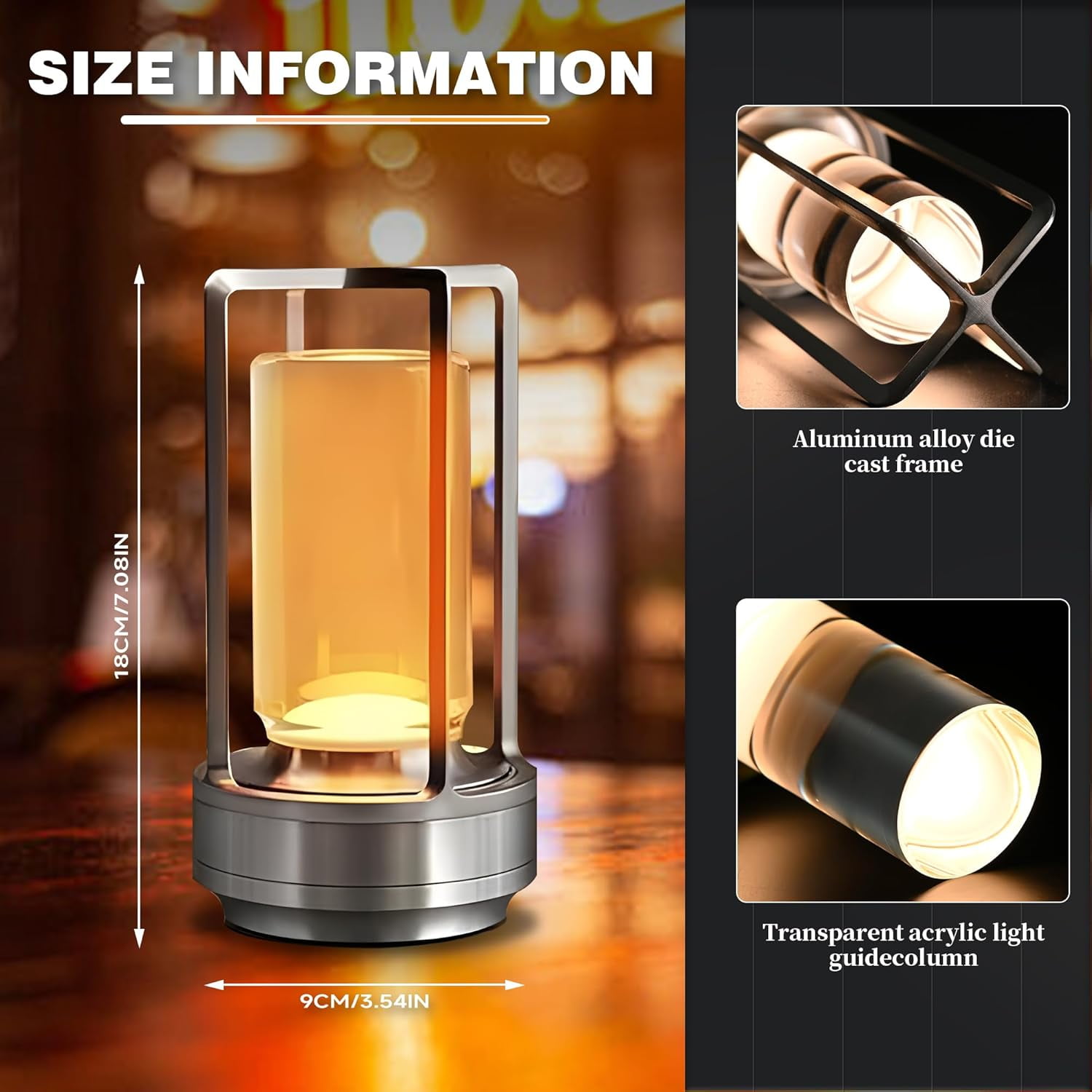 Cordless Portable Table Lamp-Rechargeable LED Lighting. Featuring 3 ...