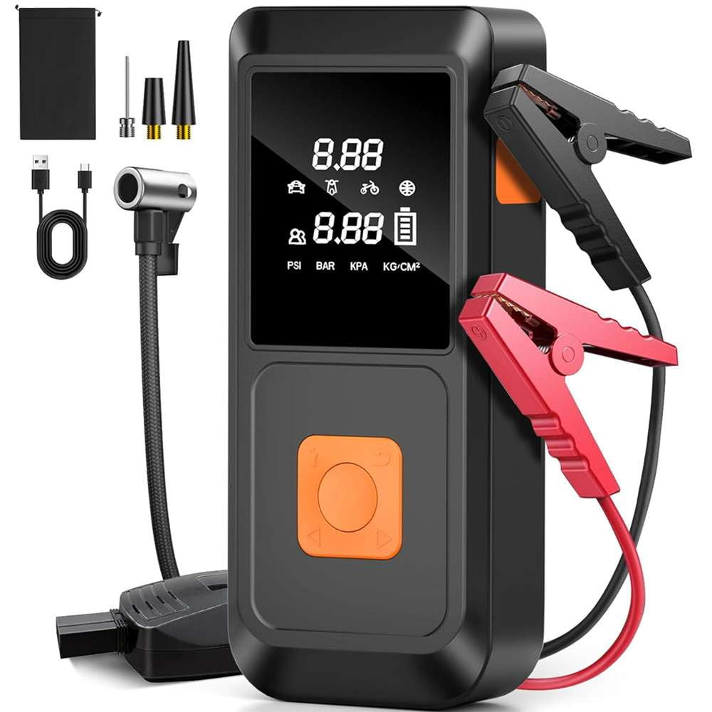 Cordless Portable Tire Inflator With Car Jump Starter,150 PSI Digital ...