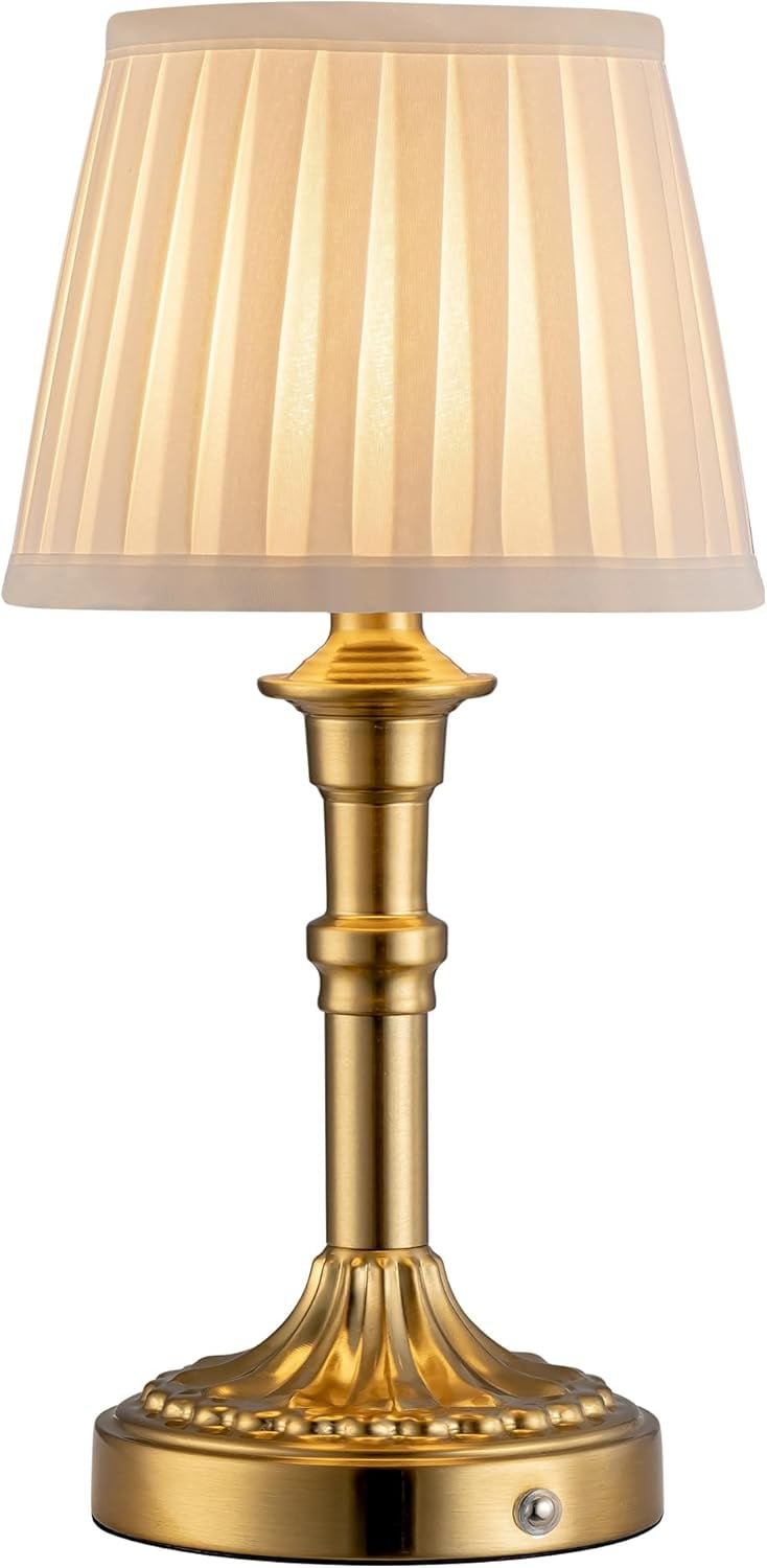 Cordless Portables Table Lamp, LED Fabric Shade Small Desk Lamps ...