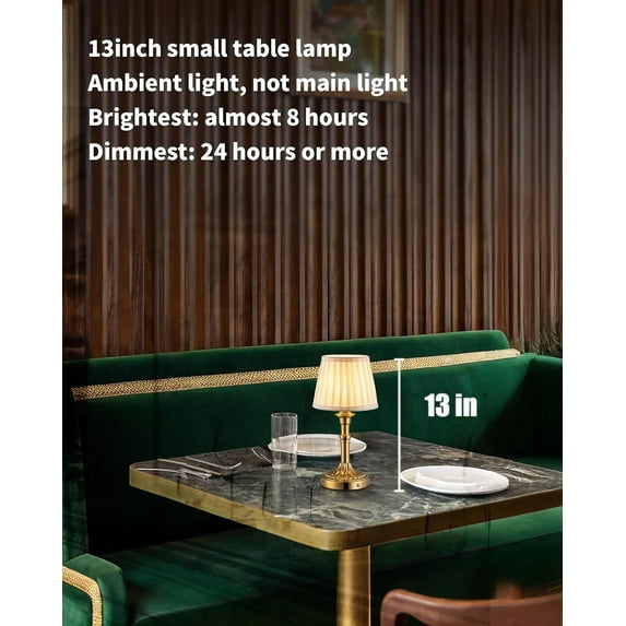 Cordless Portables Table Lamp, LED Fabric Shade Small Desk Lamps ...