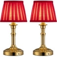 Cordless Portables Table Lamp Set of 2, LED Fabric Shade Small Desk ...