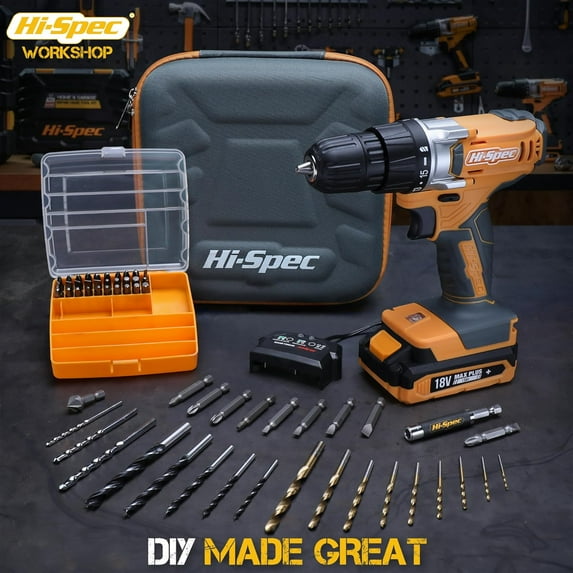 Cordless Power Drill, 18V Electric Drill with Battery And Charger ...