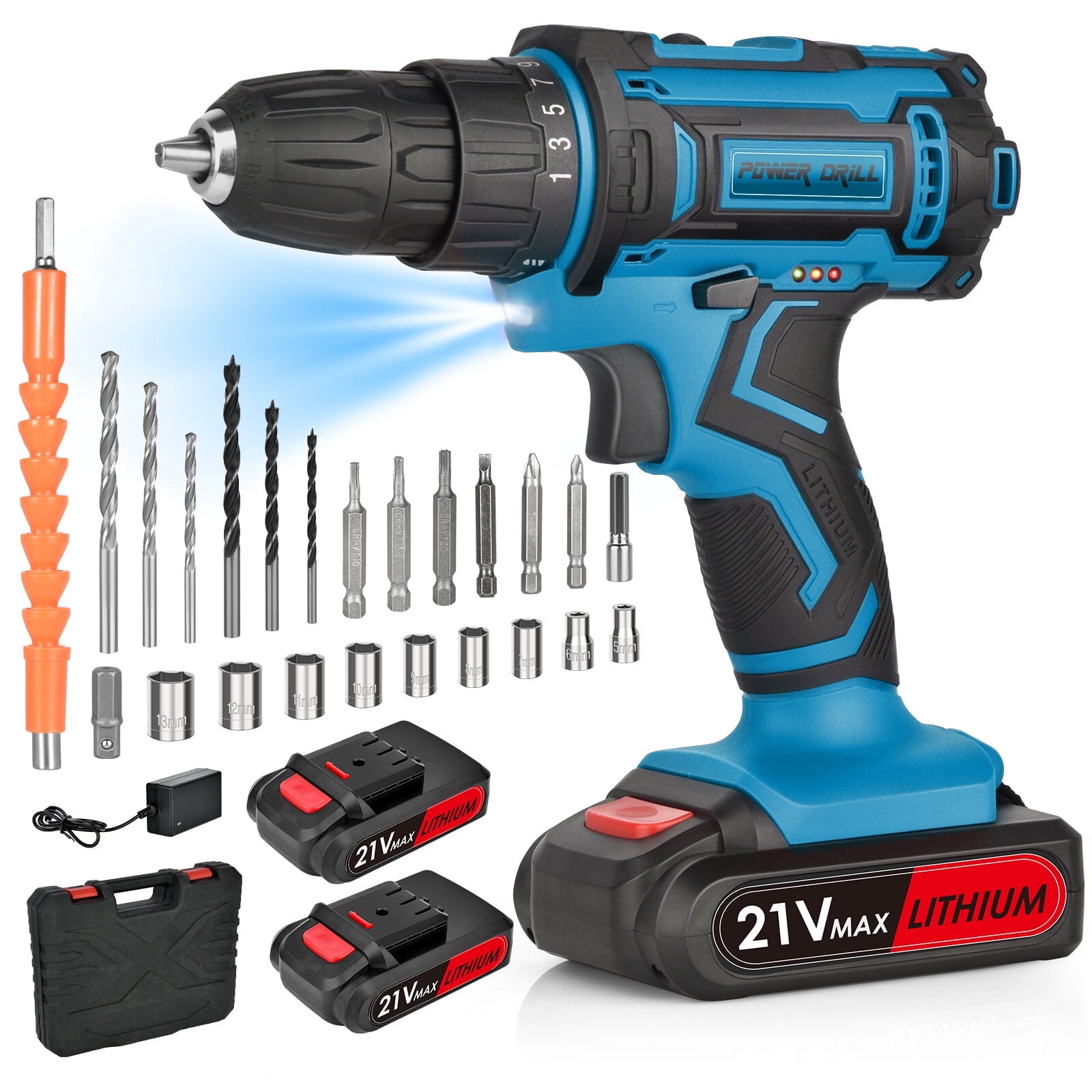 Teanyotink, 36V Cordless Power Drill, 1.ЗАН 1350 RPM 2 24 Pcs - Walmart.com