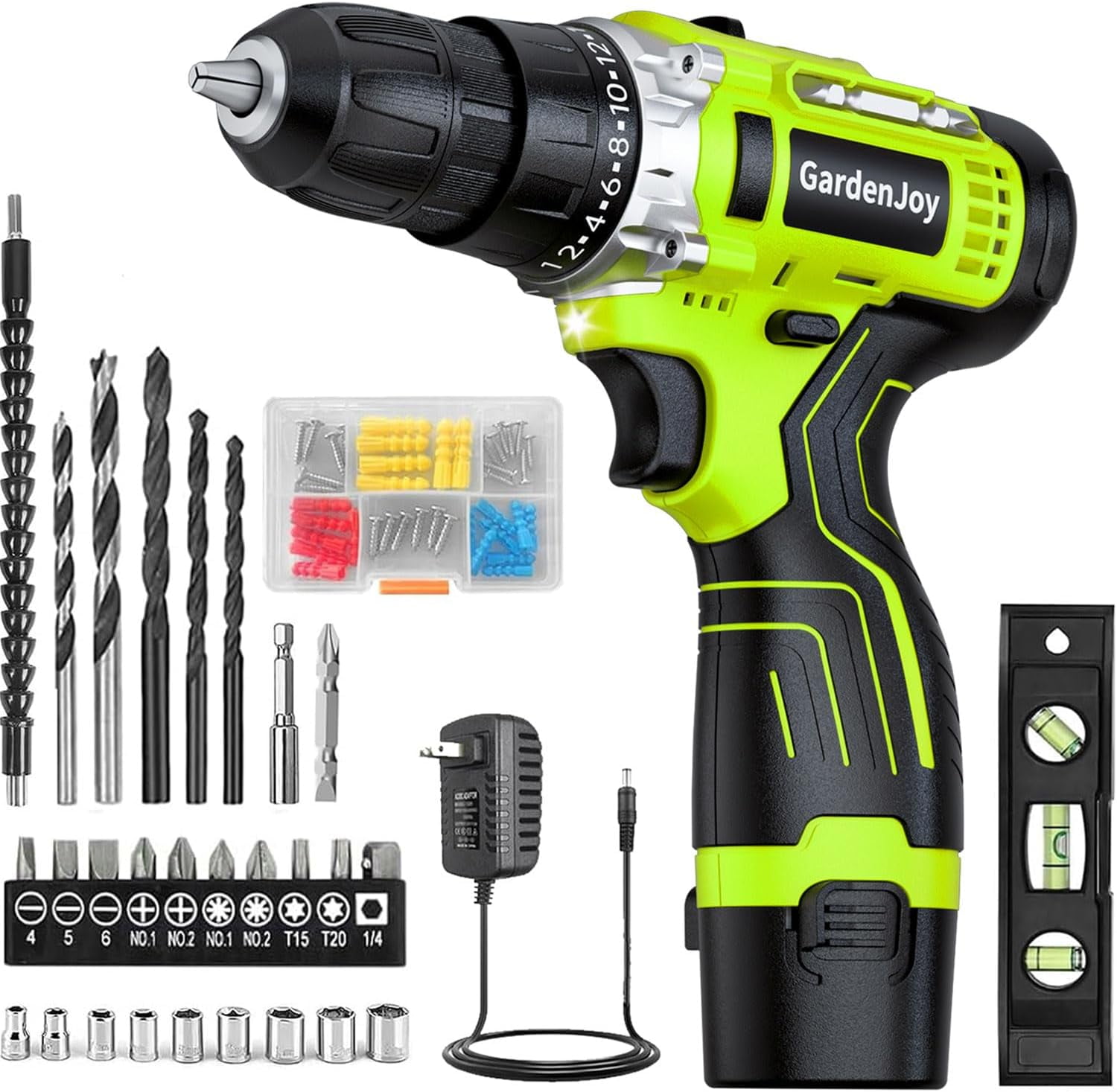 Cordless Power Drill Set, 21V Electric Drill Driver Kit with Battery ...