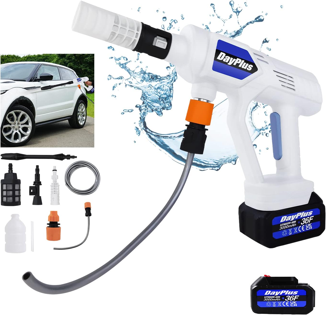 Cordless Power Washer, Portable Pressure Washer with 21V 1.5Ah Battery ...