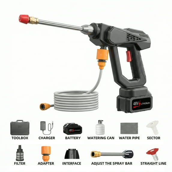 Cordless Pressure Washer 21V Dual Battery 15 Cells, 1000 PSI Portable ...