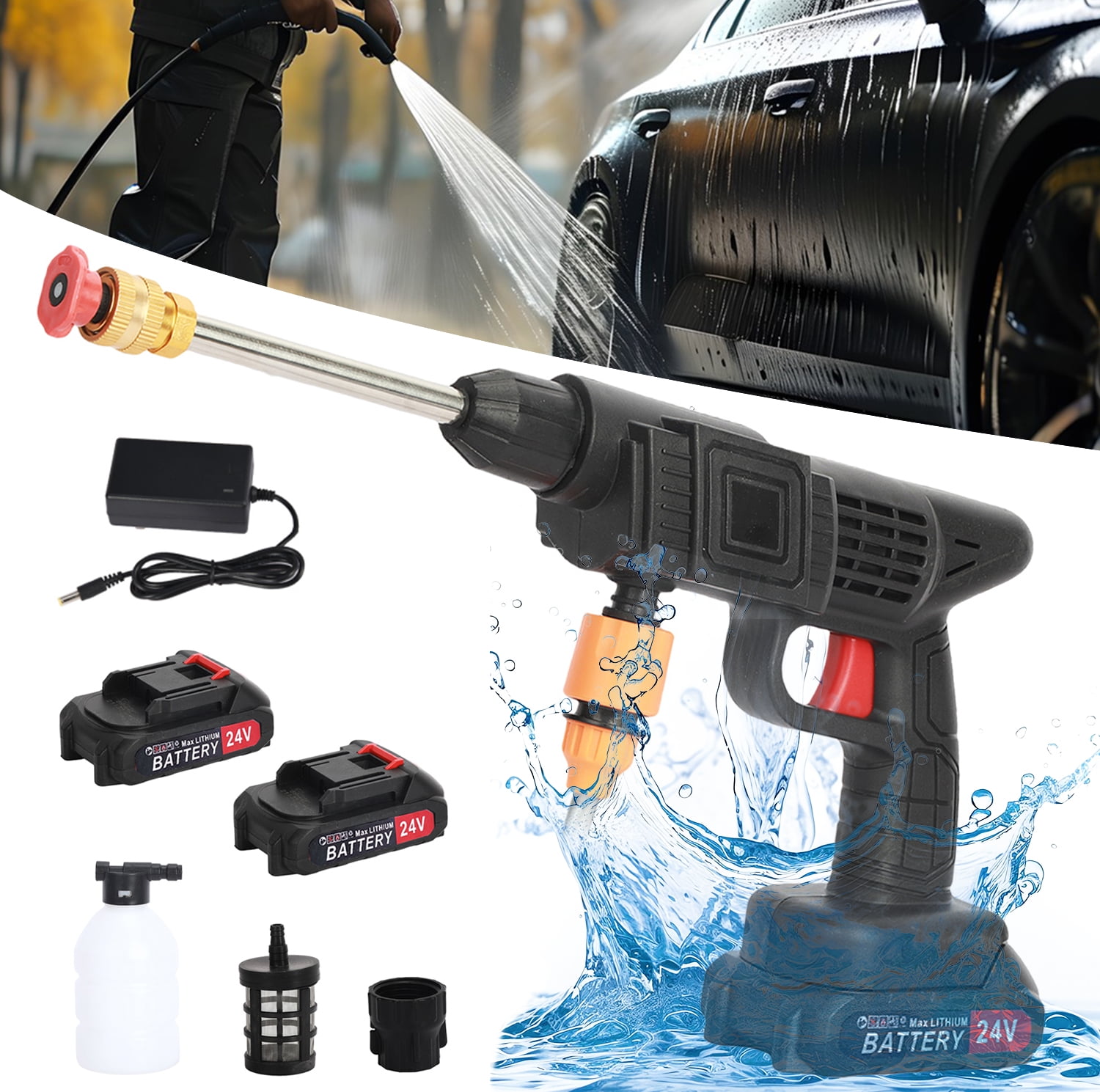 Cordless Pressure Washer 24V - Copper Motor & Large Battery, Multi ...