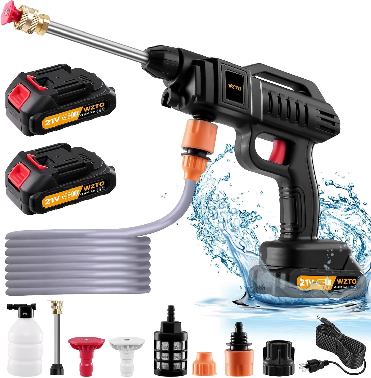 Cordless Pressure Washer Gun, 1500W Portable Pressure Washer, 60Bar 870 ...
