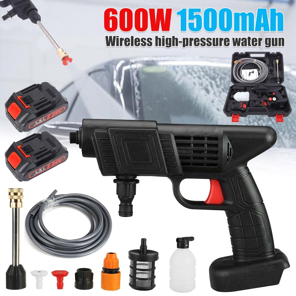 Cordless Pressure Washer Gun Portable Power Washer with Nozzle & 2PCS ...