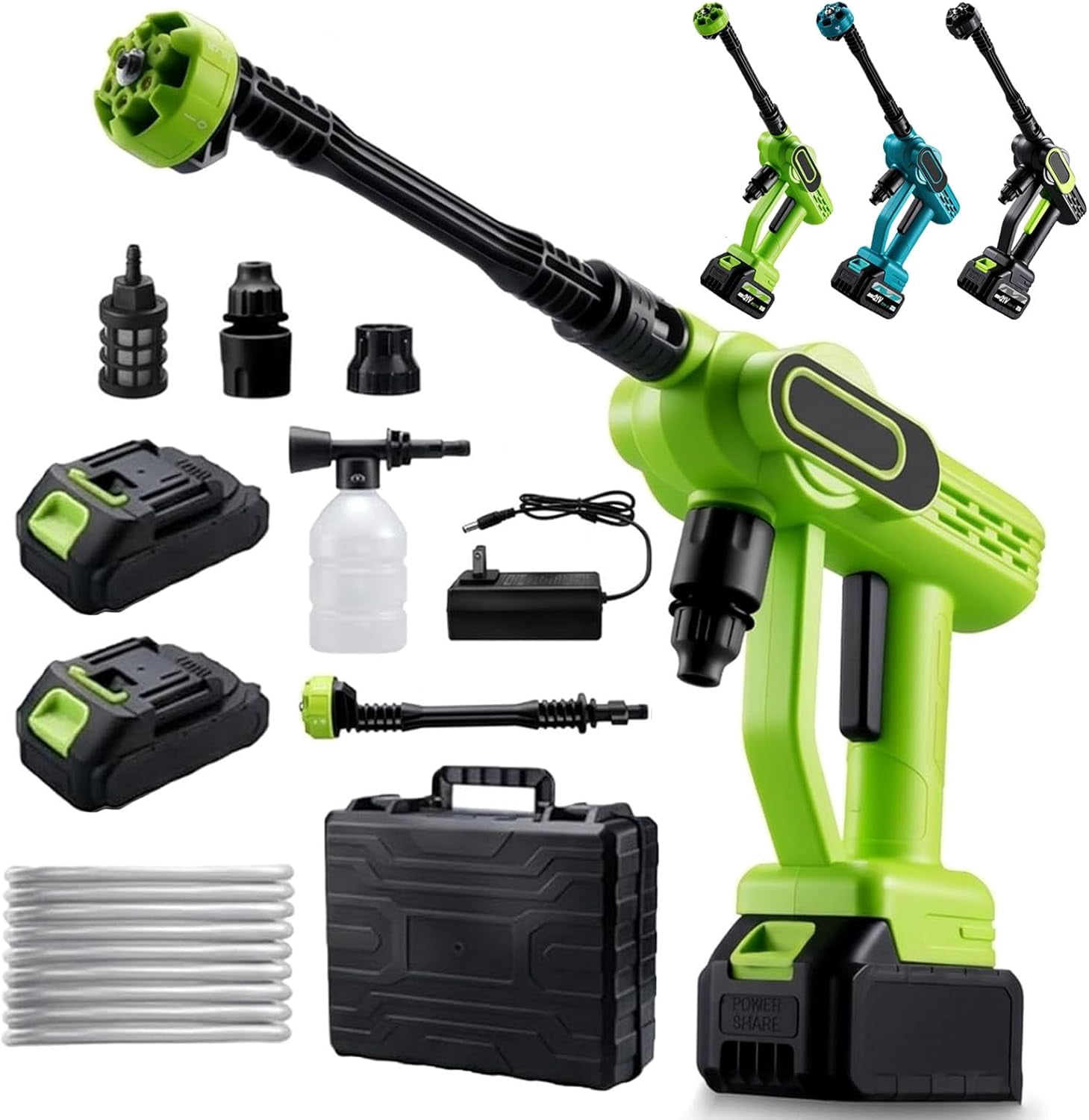 Cordless Pressure Washer, Portable Handheld Washer with 6-in-1 Nozzle ...
