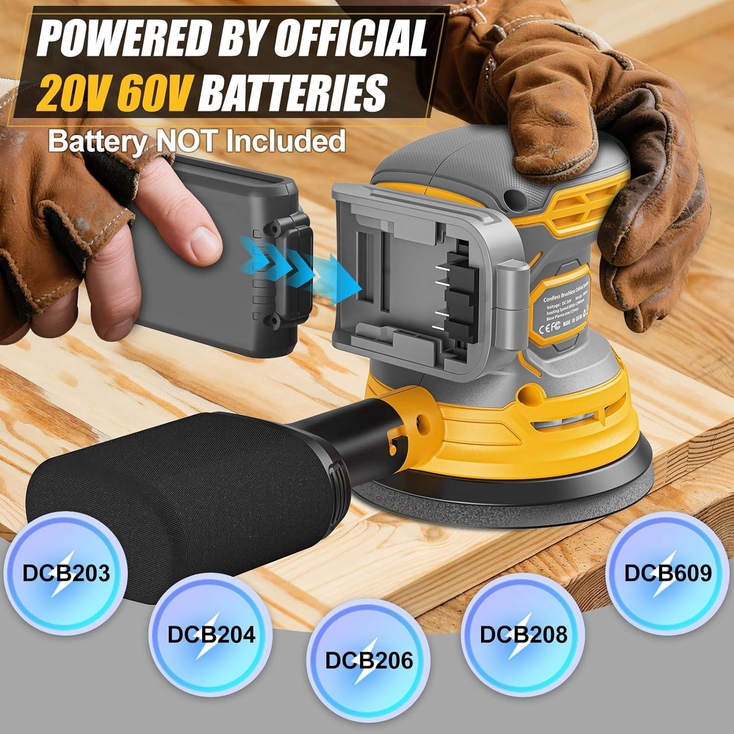 Cordless Random Orbital Sander Compatible for Dewalt 20v 60v Battery(NO ...