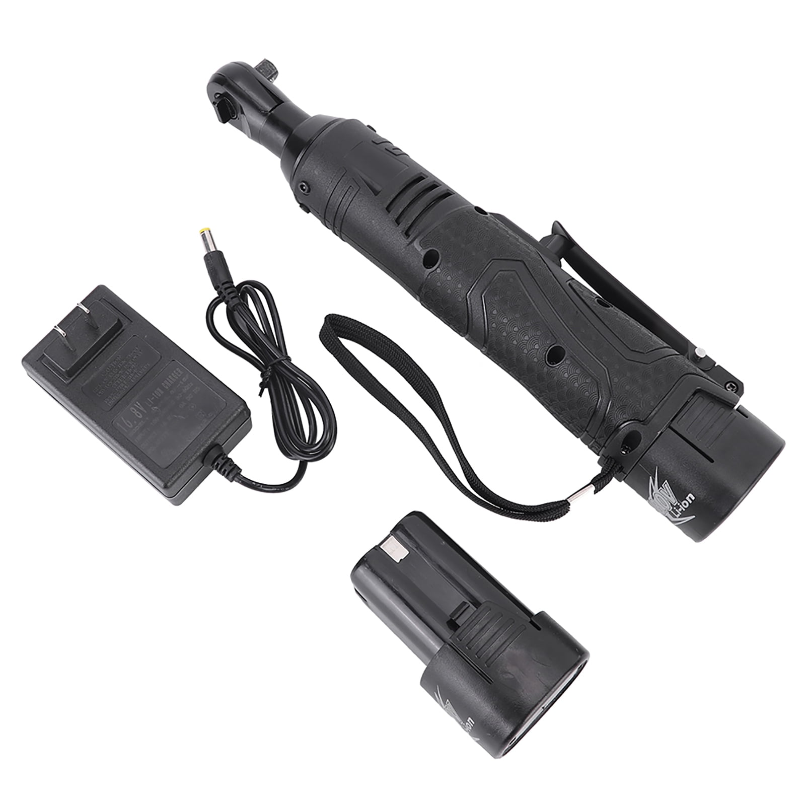 Cordless Ratchet Wrench, 3/8in 90 Degree Right Angle 18V Ratchet Wrench Electric Charging with ...