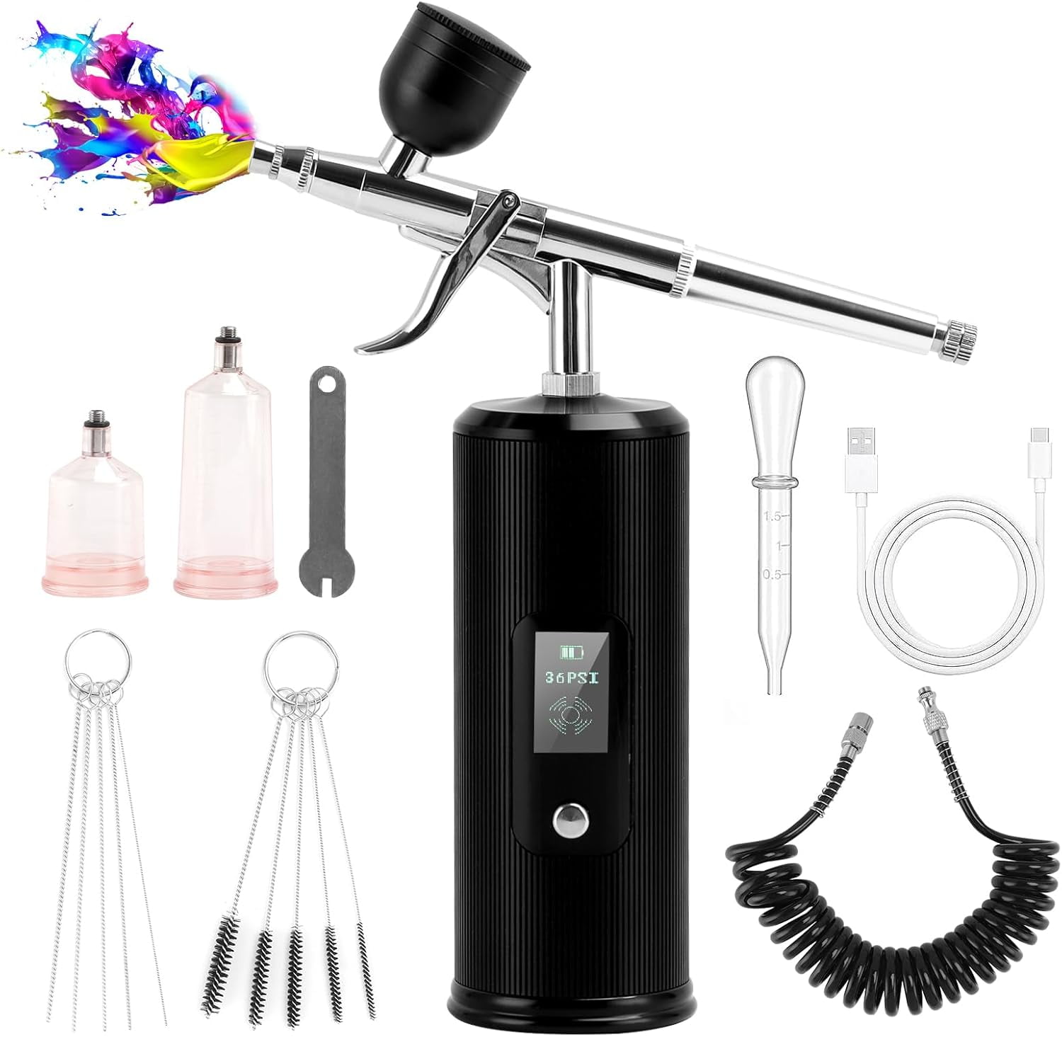 Cordless Rechargeable Airbrush Kit,Handheld Air Brush Sprayer Gun with ...