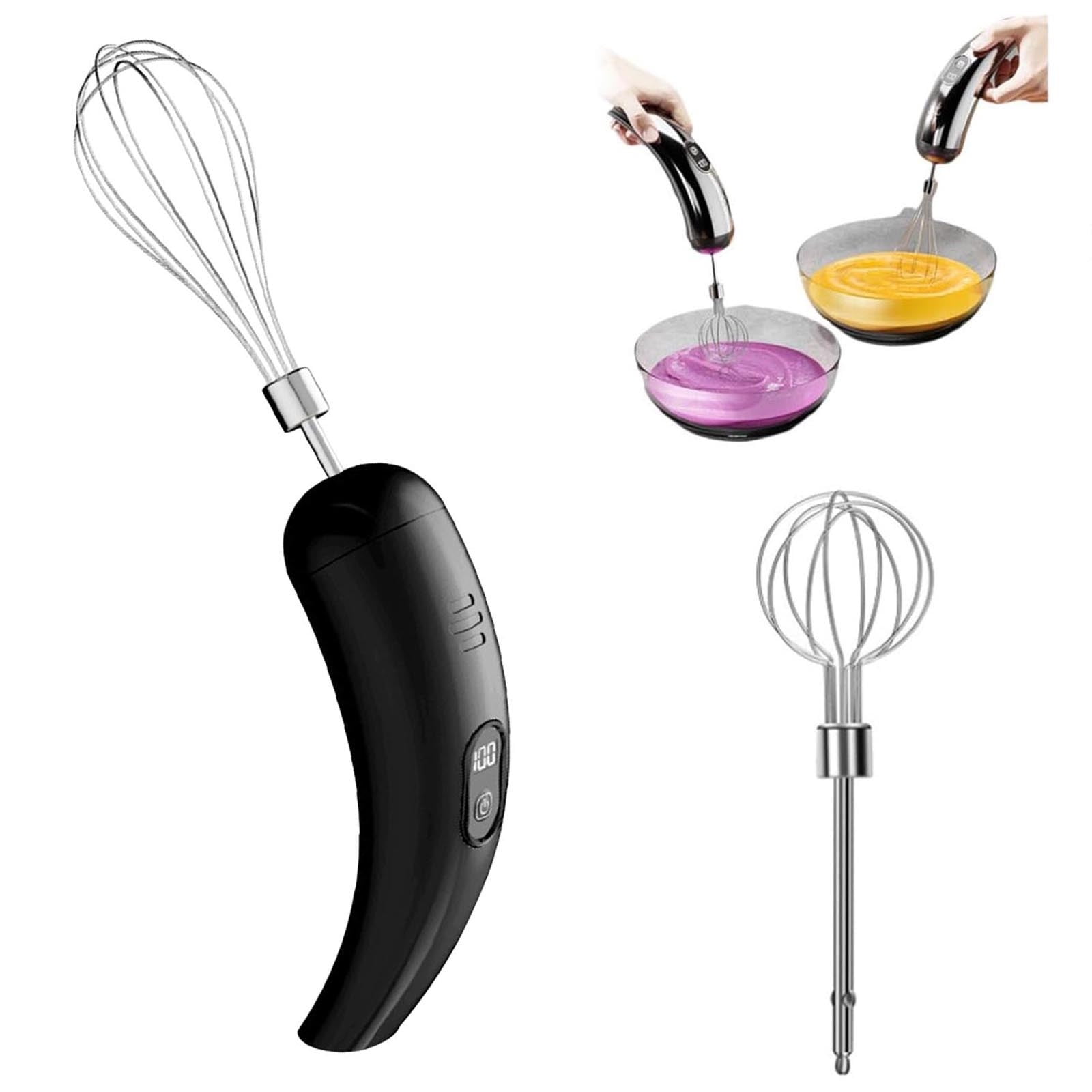 Cordless Rechargeable Hand Mixer Whisk with 5 Speeds, Portable Mini Egg ...