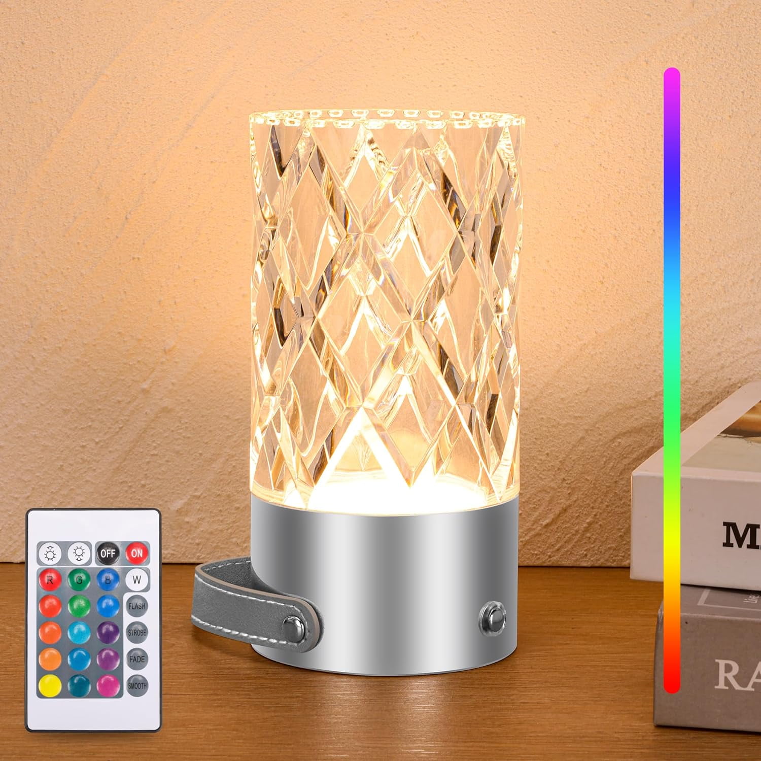 Cordless Rechargeable Table Lamp,3 Colors LED Night Light&16 Colors RGB ...