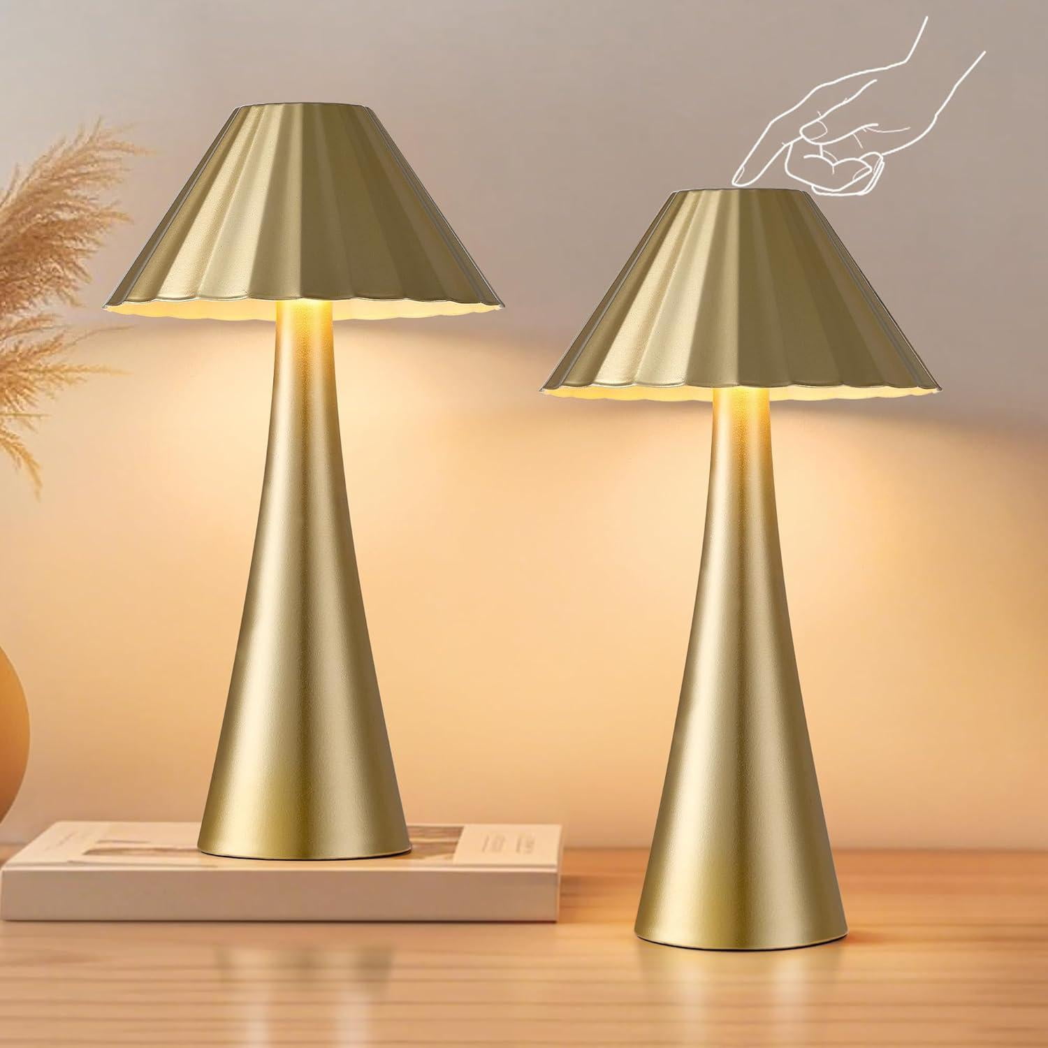 Cordless Rechargeable Table Lamps Set of 2,Battery Operated Wireless ...