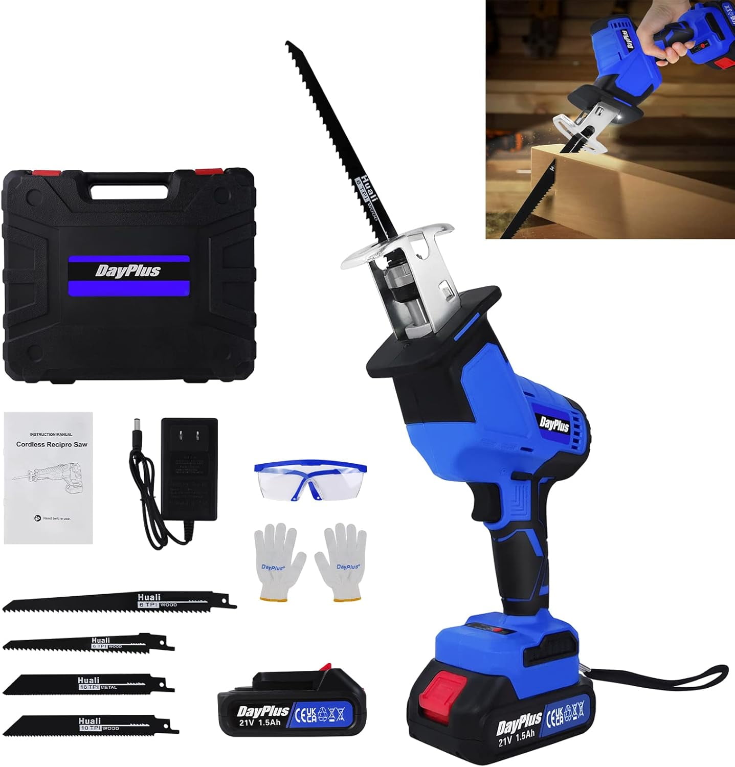 Cordless Reciprocating Saw,21V Brushless One-Handed Saw Battery Powered ...