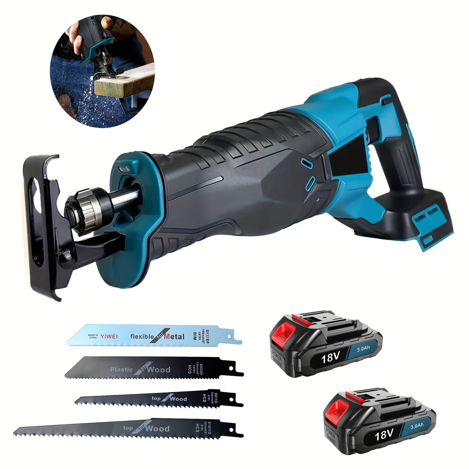 Cordless Reciprocating Saw, Compatible With Makita, Battery, 18V ...