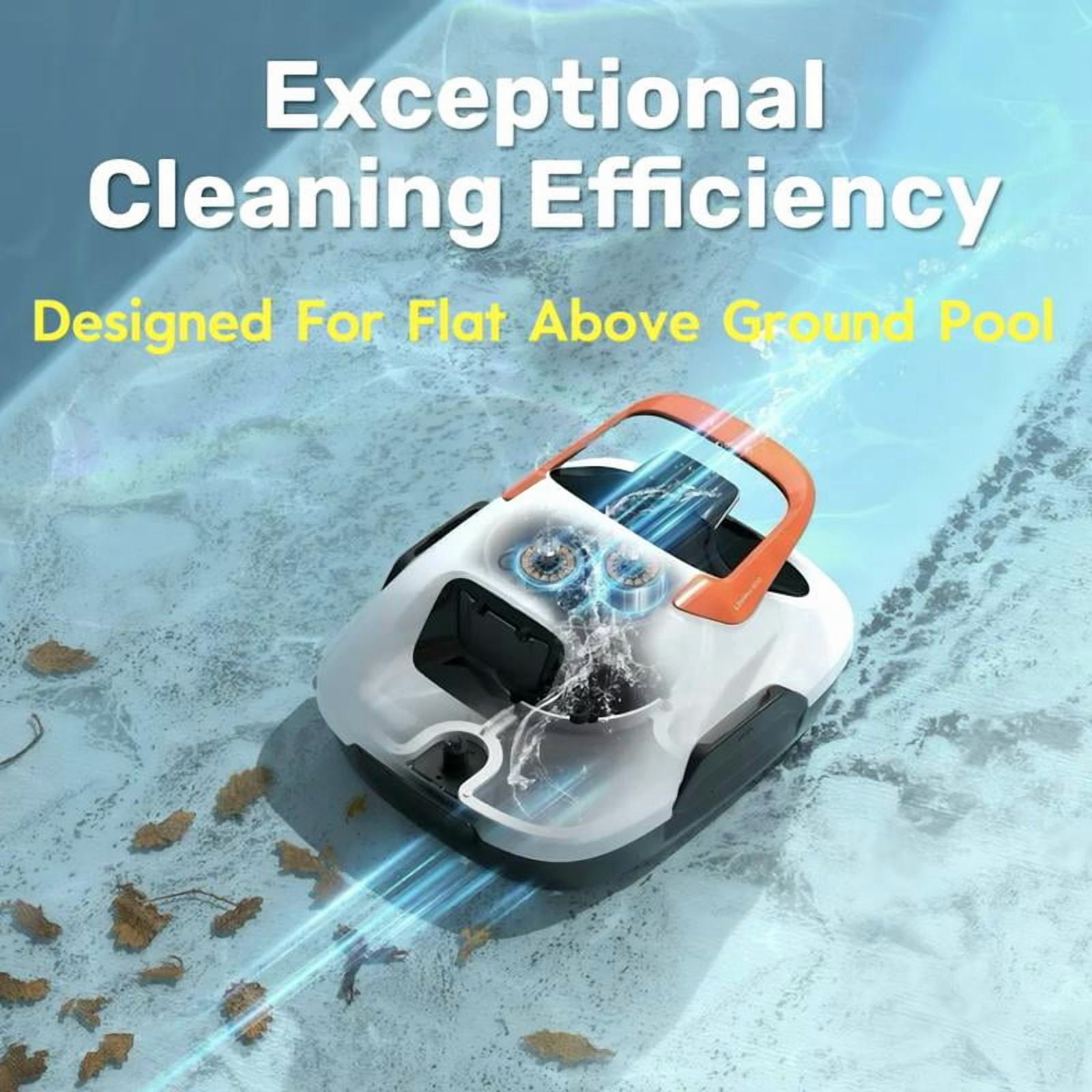Cordless Robotic Pool Cleaner, Lasts 90 Min, Automatic Vacuum for Above ...