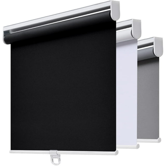 Cordless Roller Shades Blackout Blinds for Windows Room Darkening Rolled Up Shades with Spring ...