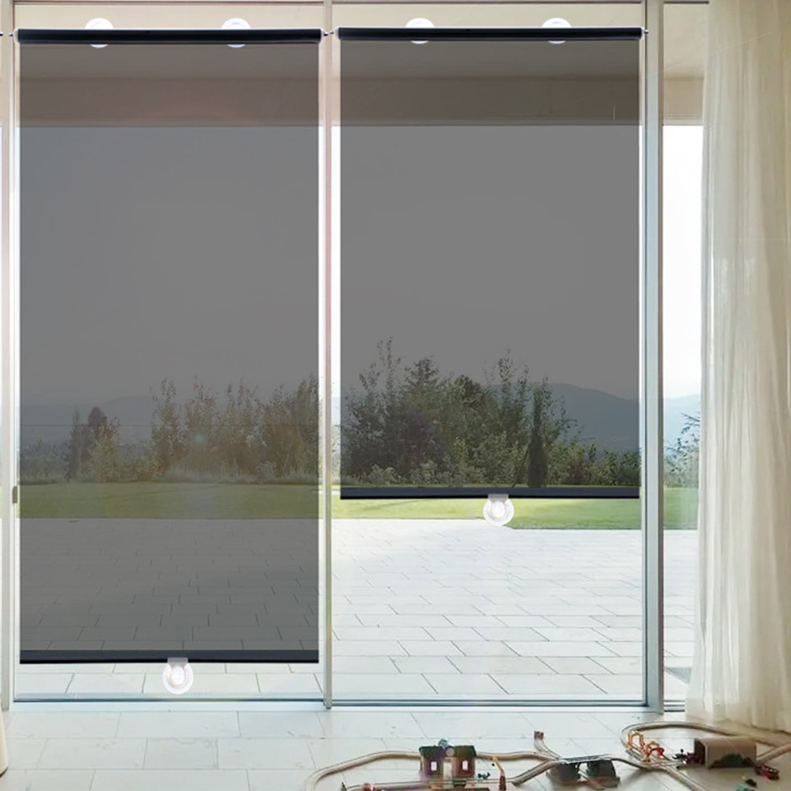 Cordless Roller Shades Blackout Blinds,Windows Room Darkening Rolled Up ...