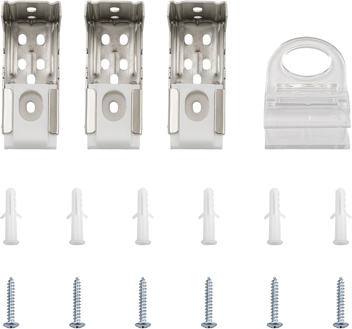 Cordless Roller Shades Hardware Kit with 3 PCS Silver Metal Mounting ...