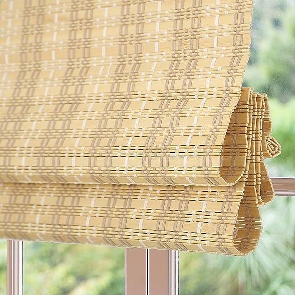 Cordless Roman Shades, Custom Natural Bamboo Roman Shades Stripe Weave ...