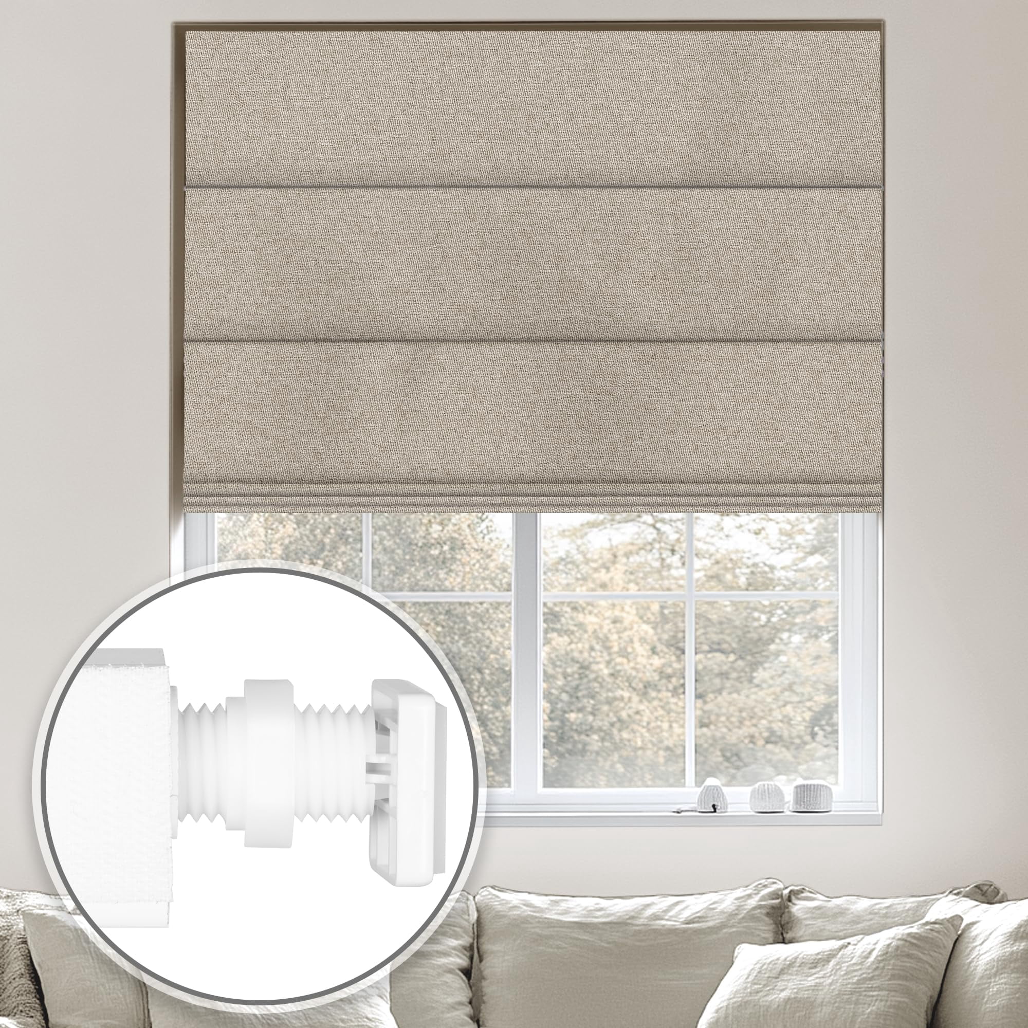 Cordless Roman Shades No Drill Blackout Window Blinds, Easy Install ...