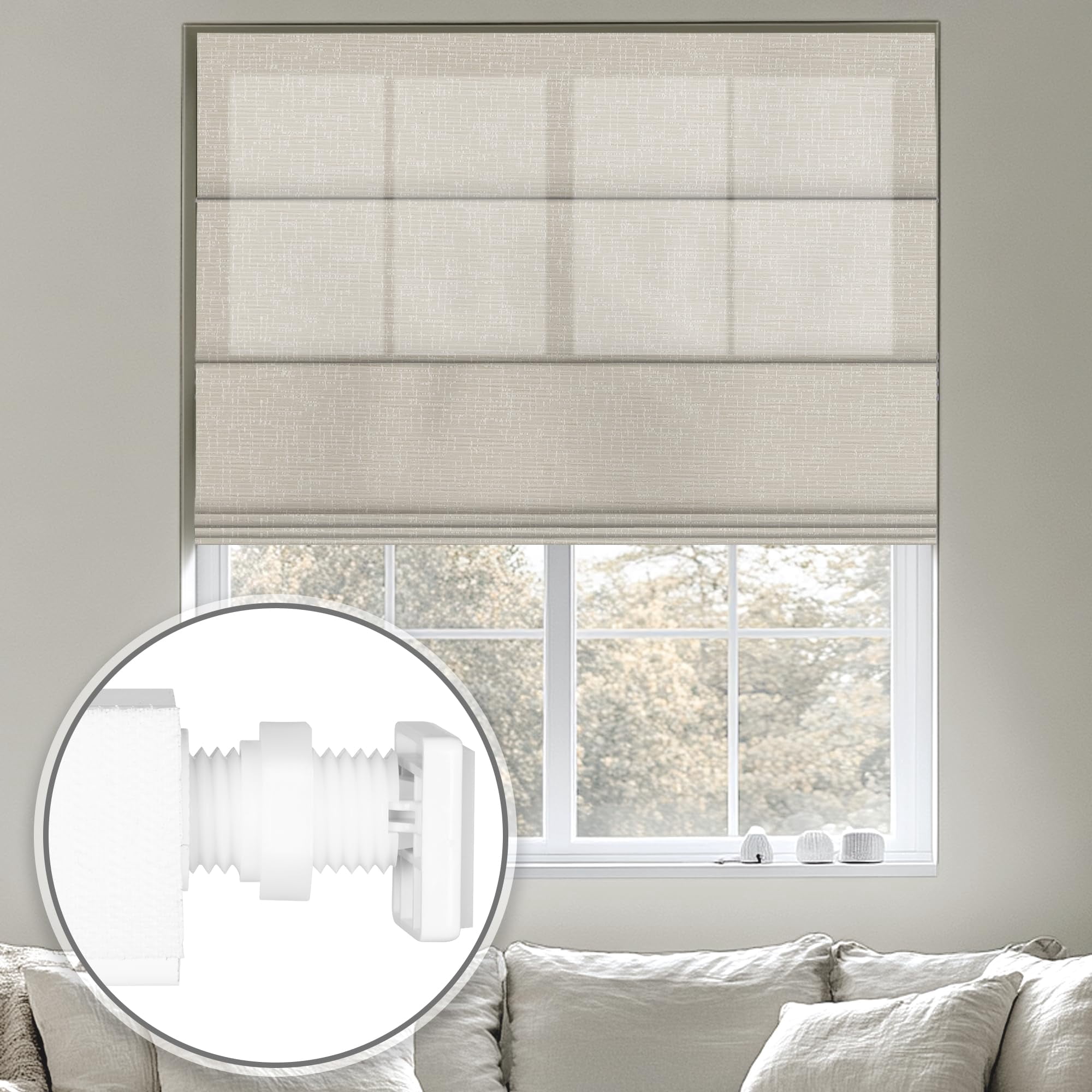 Cordless Roman Shades No Tools No Drill Installation, Light Filtering ...