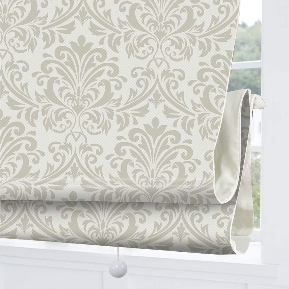 Cordless Roman Shades Window Blinds, Grey Floral Premium Blackout Roman ...