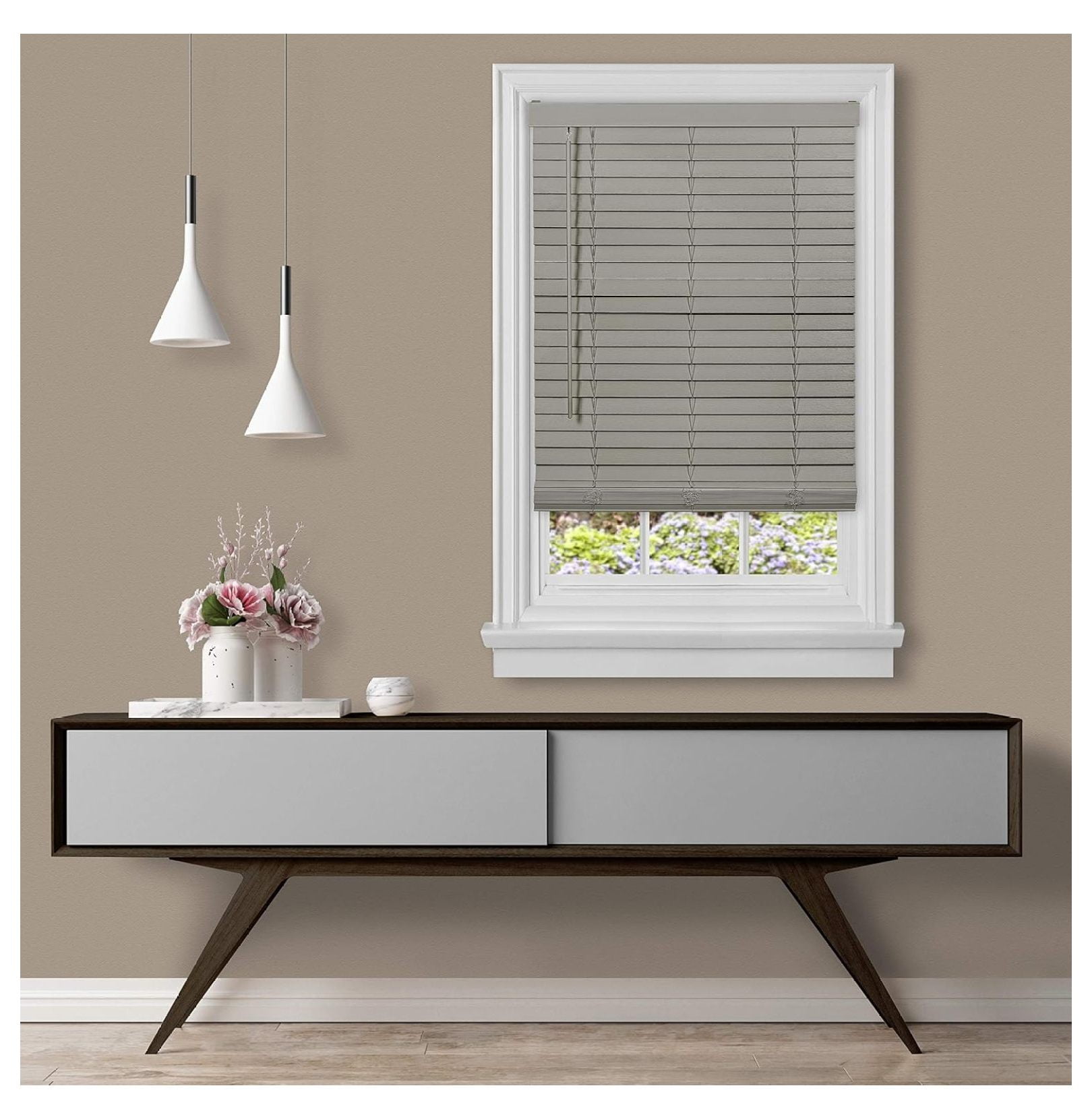 35 Inch Width, 64 Inch Length, 2" Vinyl Slat Size - Grey - GII Madera ...